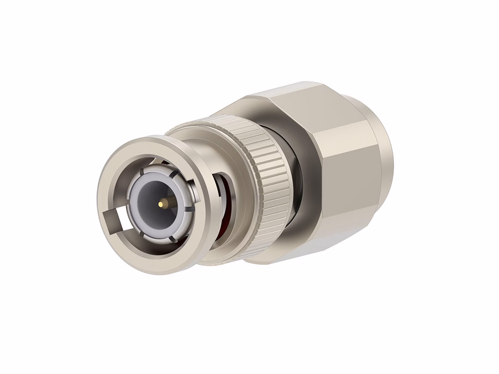 TNC Plug, Reverse Polarity-to-SMA Jack, Between-Series Adapter, Straight, Nickel (Ni) Plated, Tray, 50 Ohms