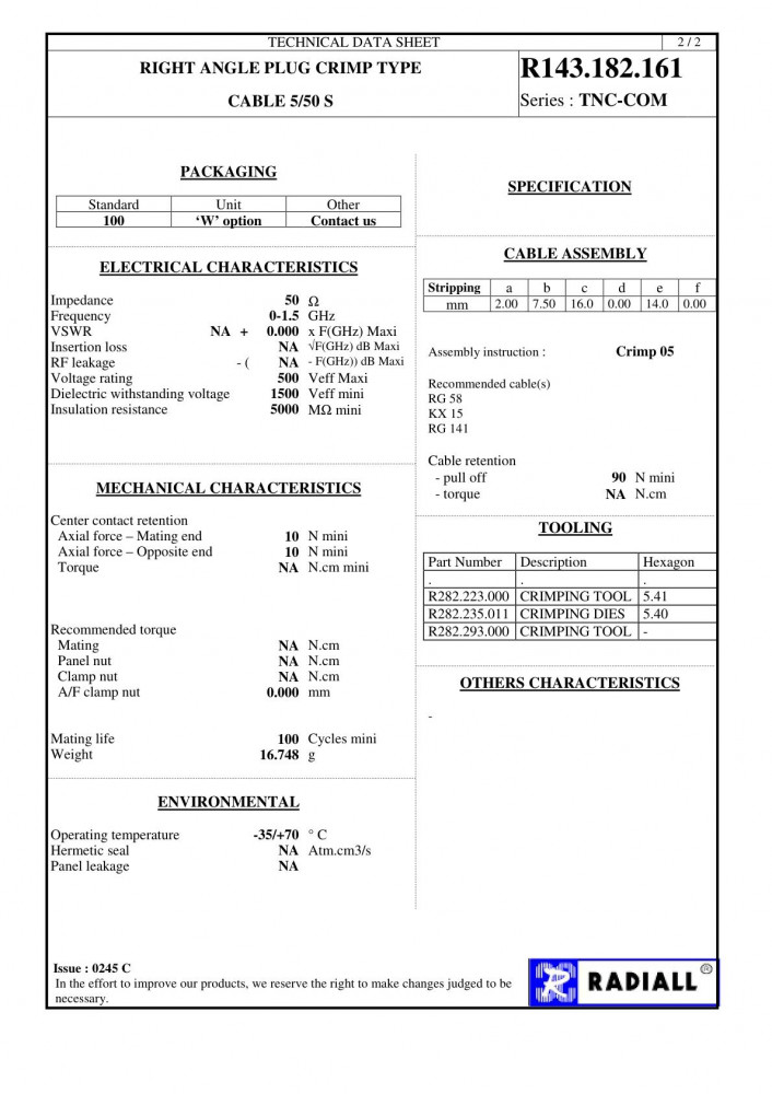 Radiall R143182161 technical datasheet, page 2