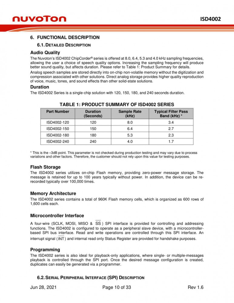 ISD4002 datasheet page 10