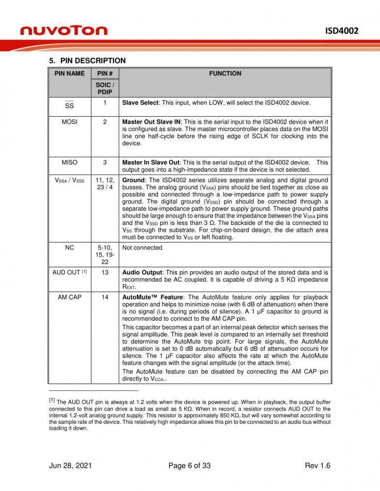 ISD4002 datasheet page 6