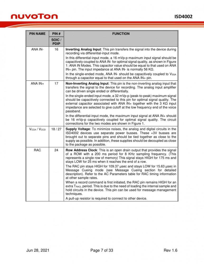 ISD4002 datasheet page 7