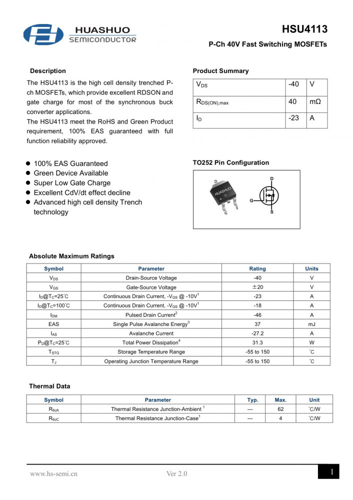 HSU4113 datasheet page 1