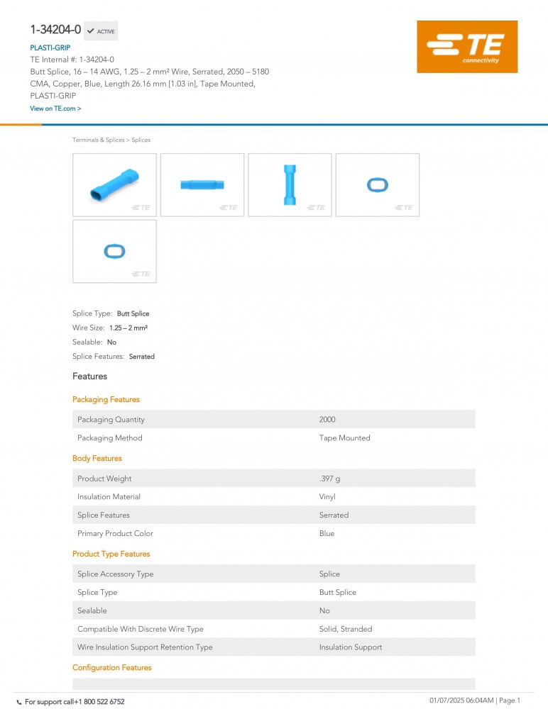 TE Connectivity 1-34204-0 document page 1