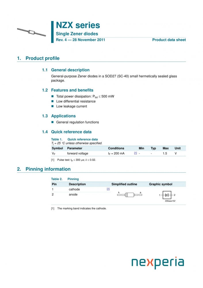 NZX series datasheet page 1