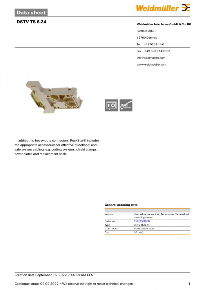 WEIDMULLER DSTV TS 6-24 technical document page 1