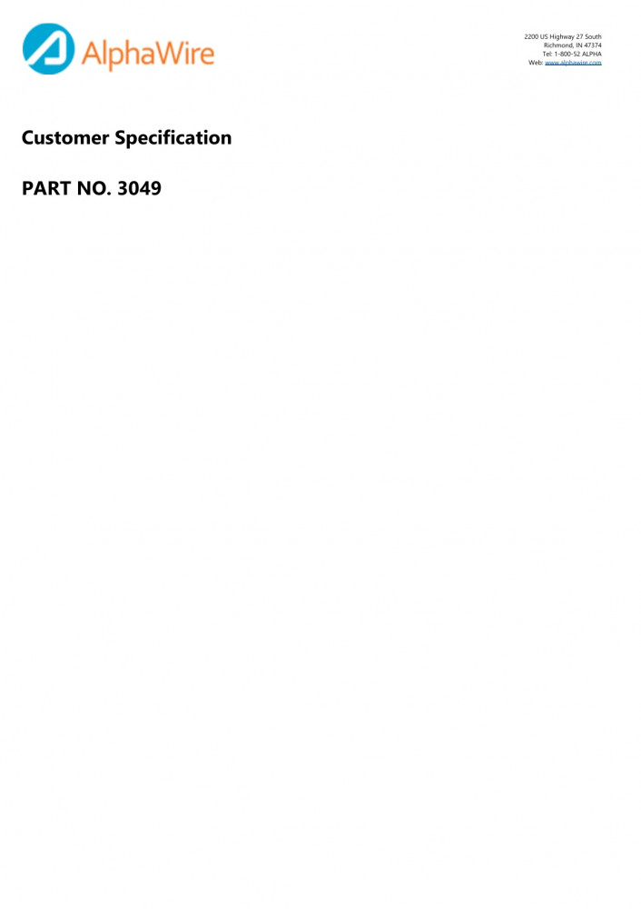 Alpha Wire 3049 technical document page 1