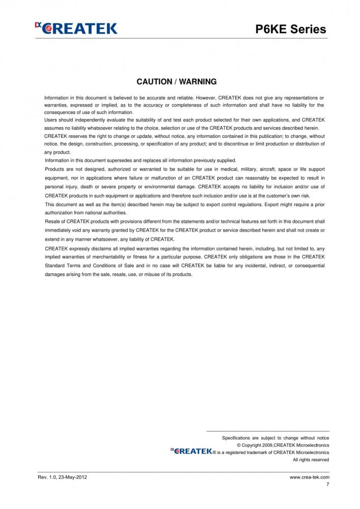 CREATEK P6KE30CA datasheet page 7