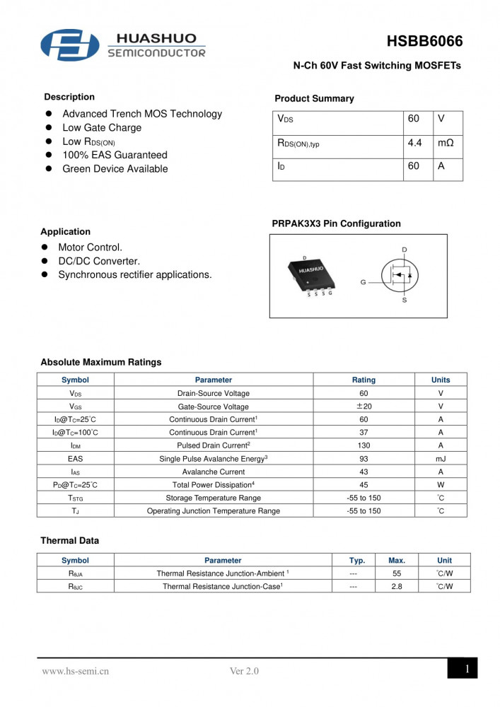 HSBB6066 datasheet page 1