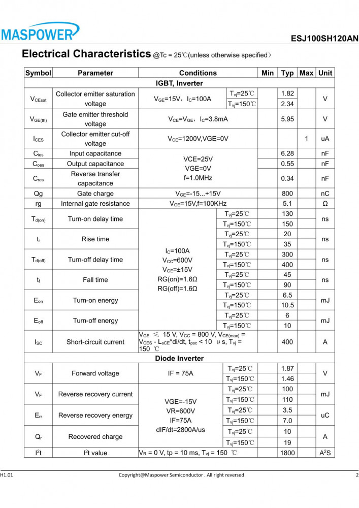 ESJ100SH120AN datasheet page 2