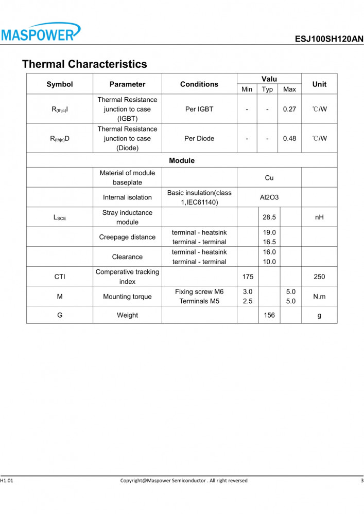 ESJ100SH120AN datasheet page 3