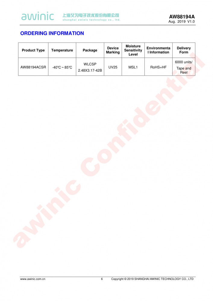 AW88194ACSR datasheet page 6