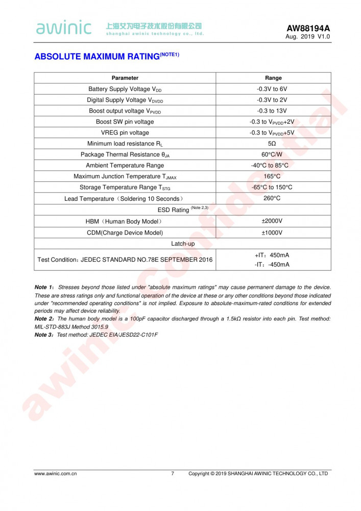 AW88194ACSR datasheet page 7