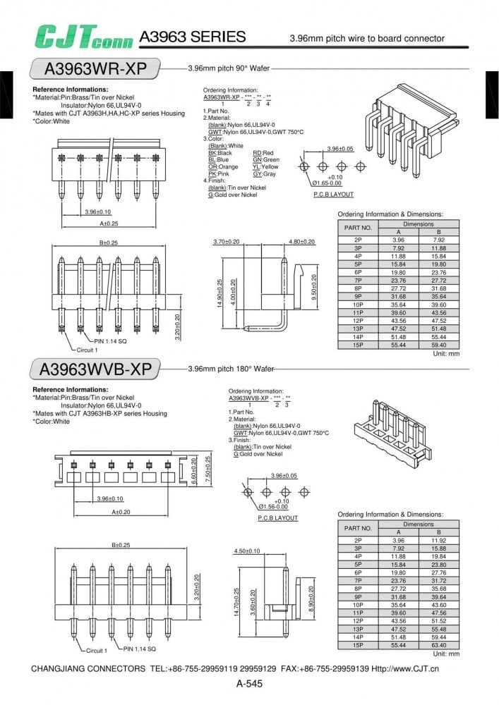 CJT A3963 series technical drawing page 7