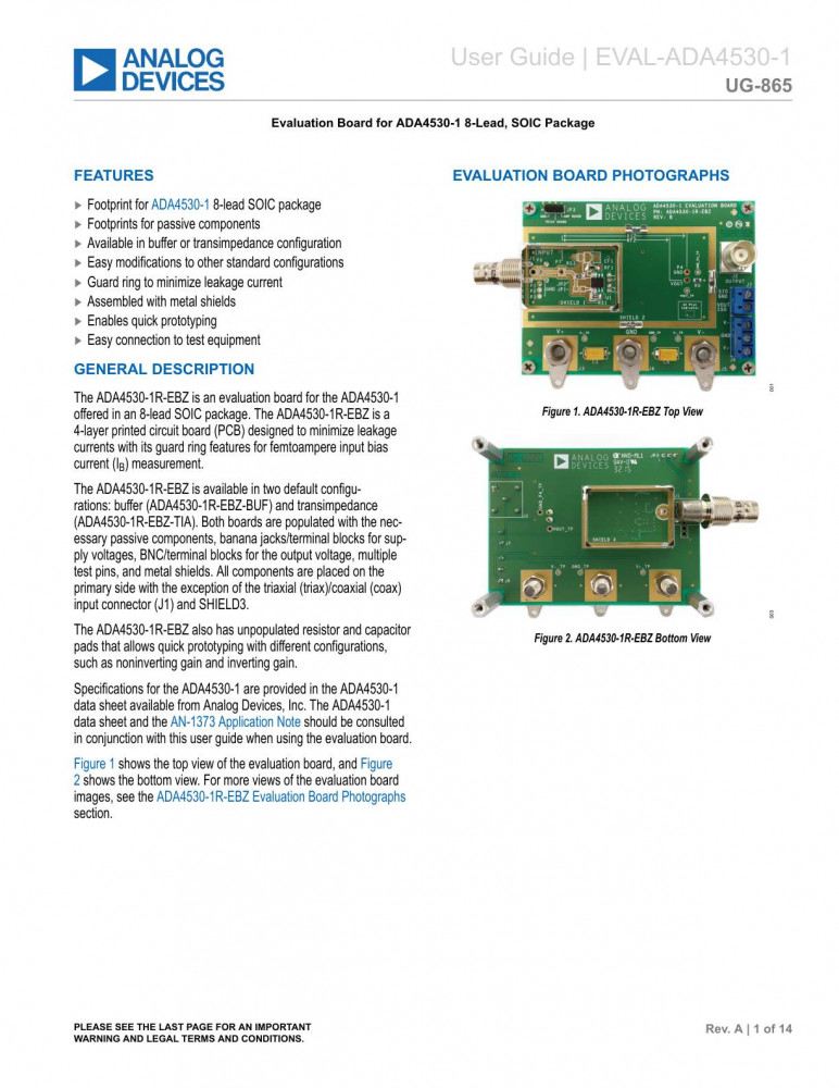 ADA4530-1R-EBZ technical document preview, page 1