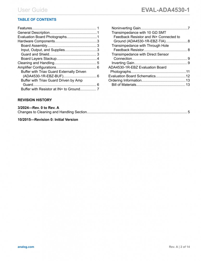 ADA4530-1R-EBZ technical document preview, page 2
