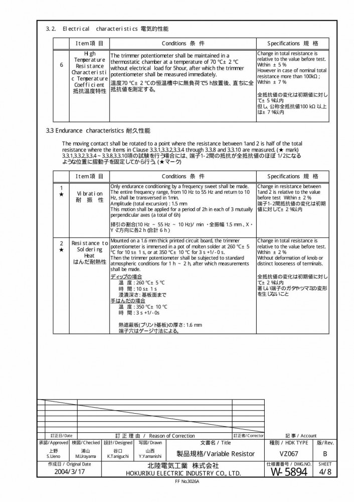 HDK VZ067TL1 specification page 5