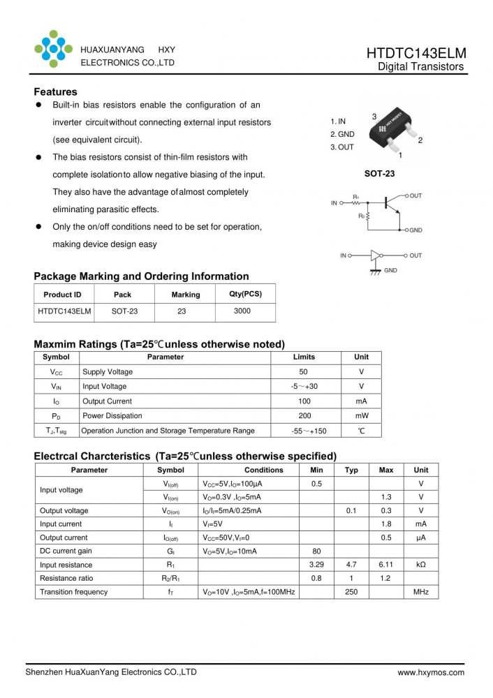 HTDTC143ELM datasheet page 1