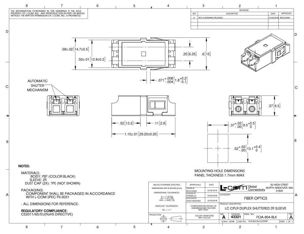FOA-804-BLK technical document page