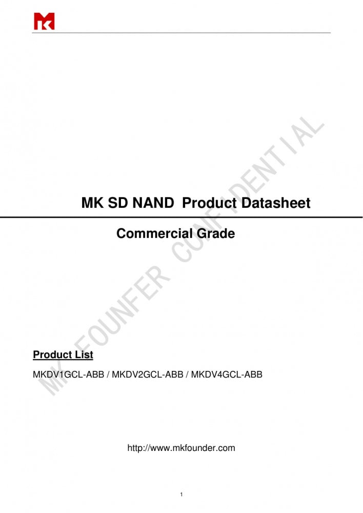 MK SD NAND datasheet page 1