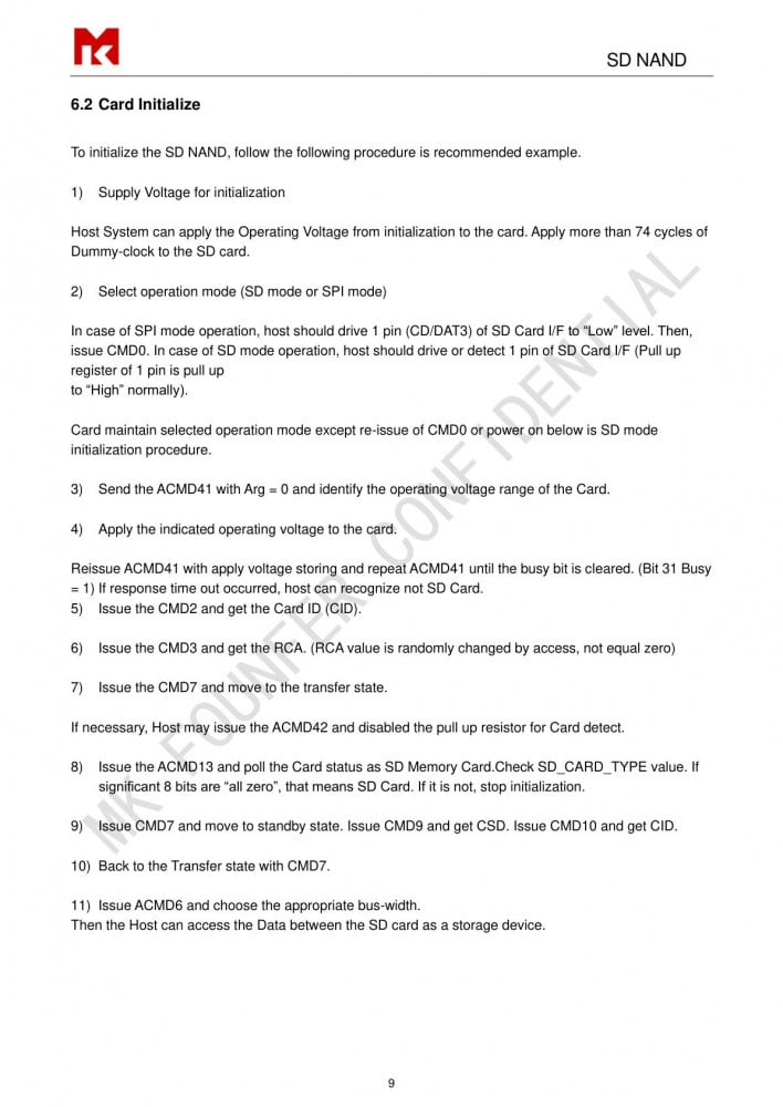 MK SD NAND datasheet page 9
