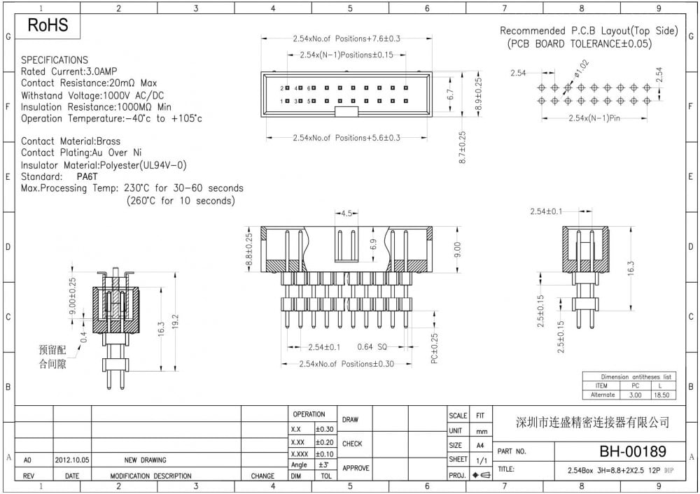 Liansheng BH-00189 technical specification document
