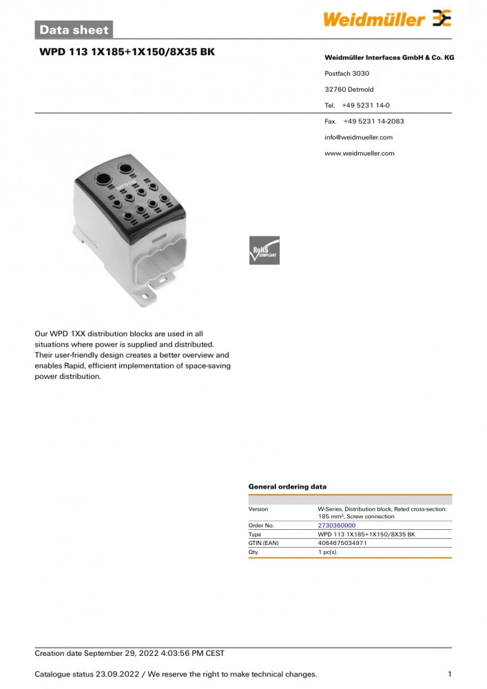 WEIDMULLER 2730360000 document page 1
