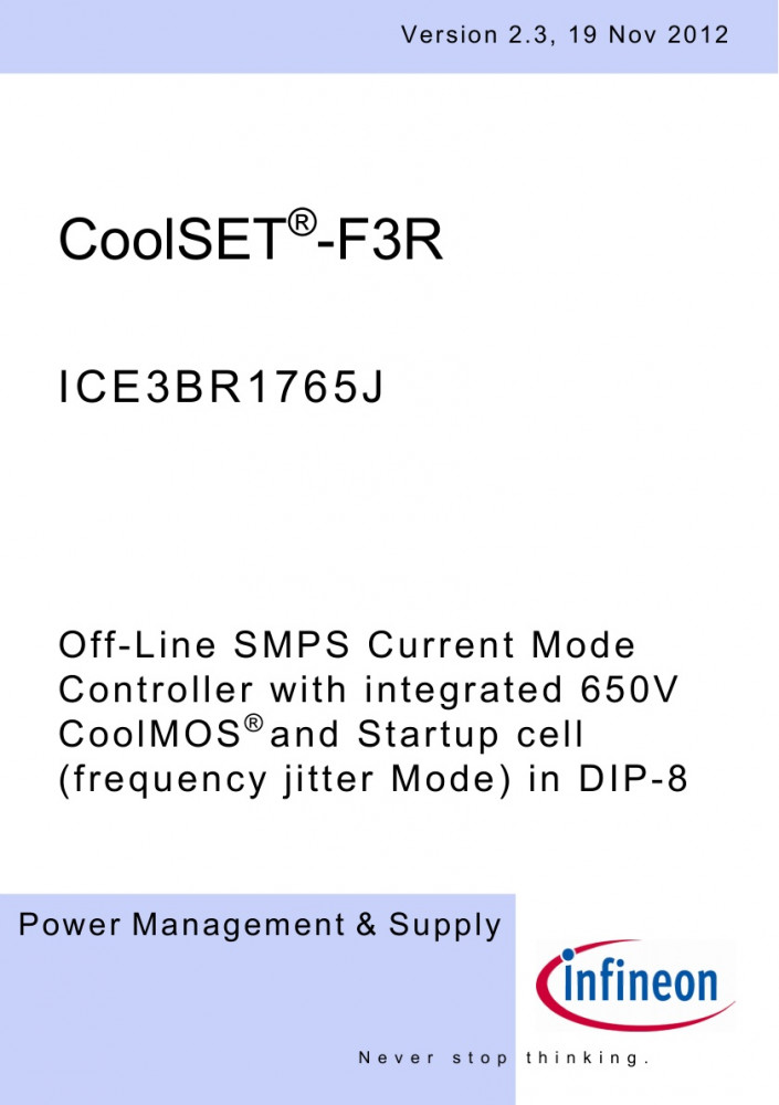 ICE3BR1765J datasheet page 1