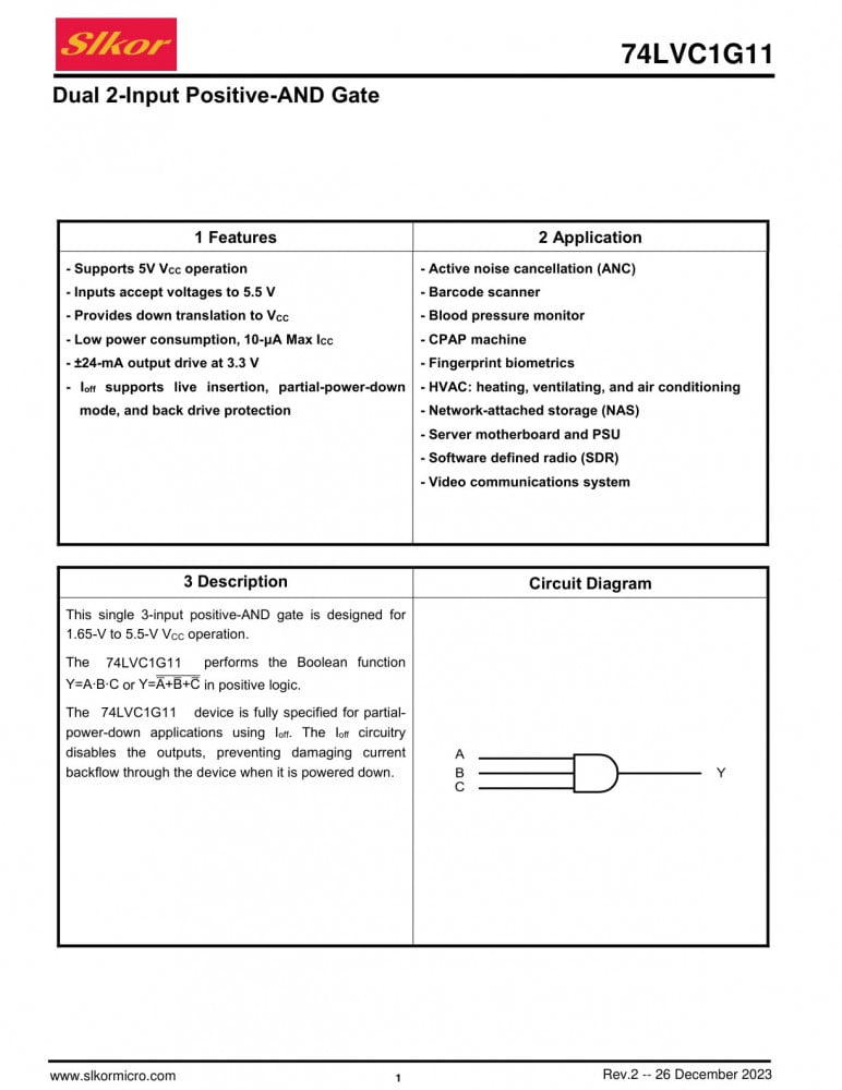 74LVC1G11S6 datasheet page 1