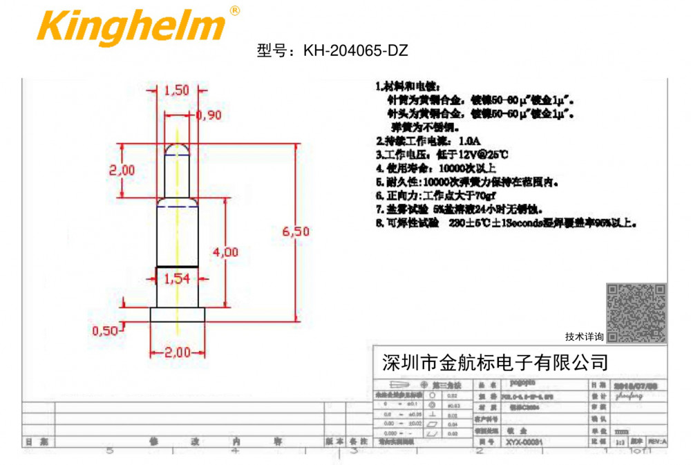 Kinghelm KH-204065-DZ technical document preview