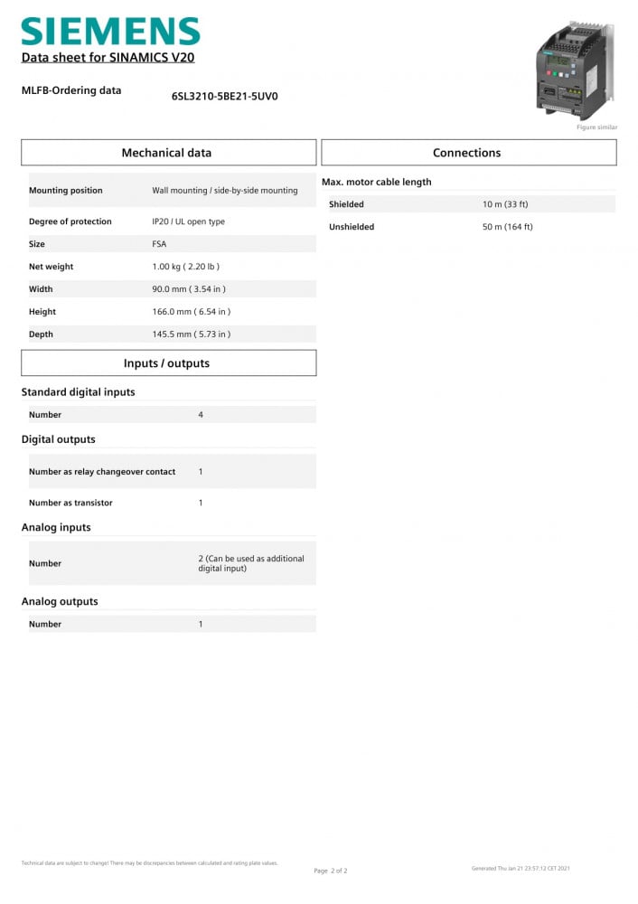 6SL32105BE215UV0 technical document page 2