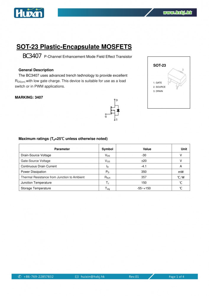 BC3407 datasheet page 1