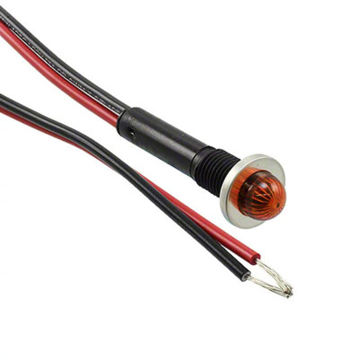 Neon Panel Mount Indicator Red .375″ Conical 125V Wire Leads