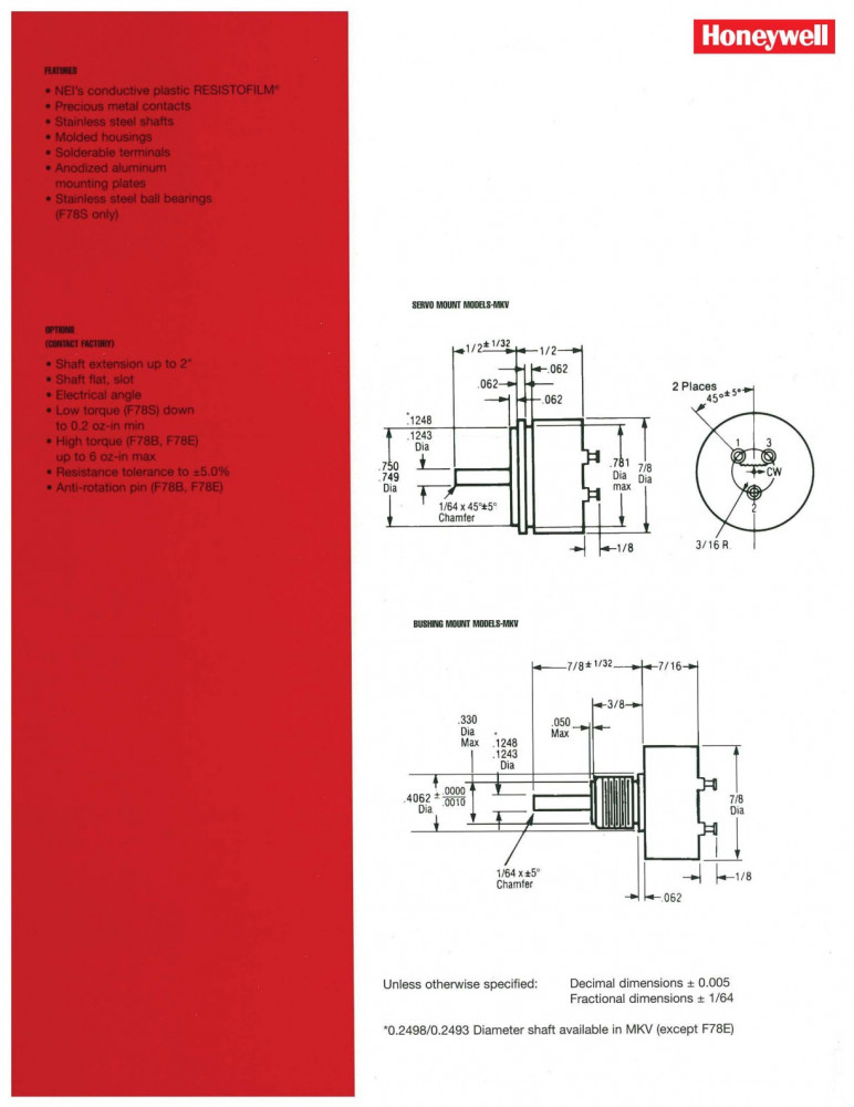 Honeywell F78 series technical document page 2
