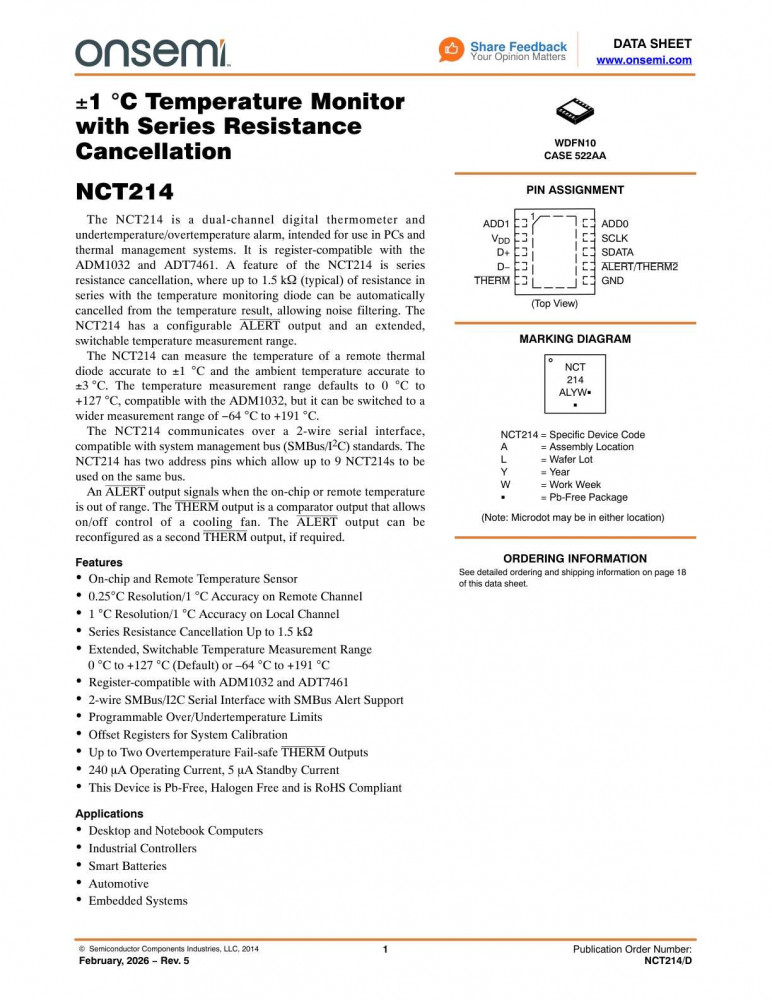 NCT214 datasheet page 1