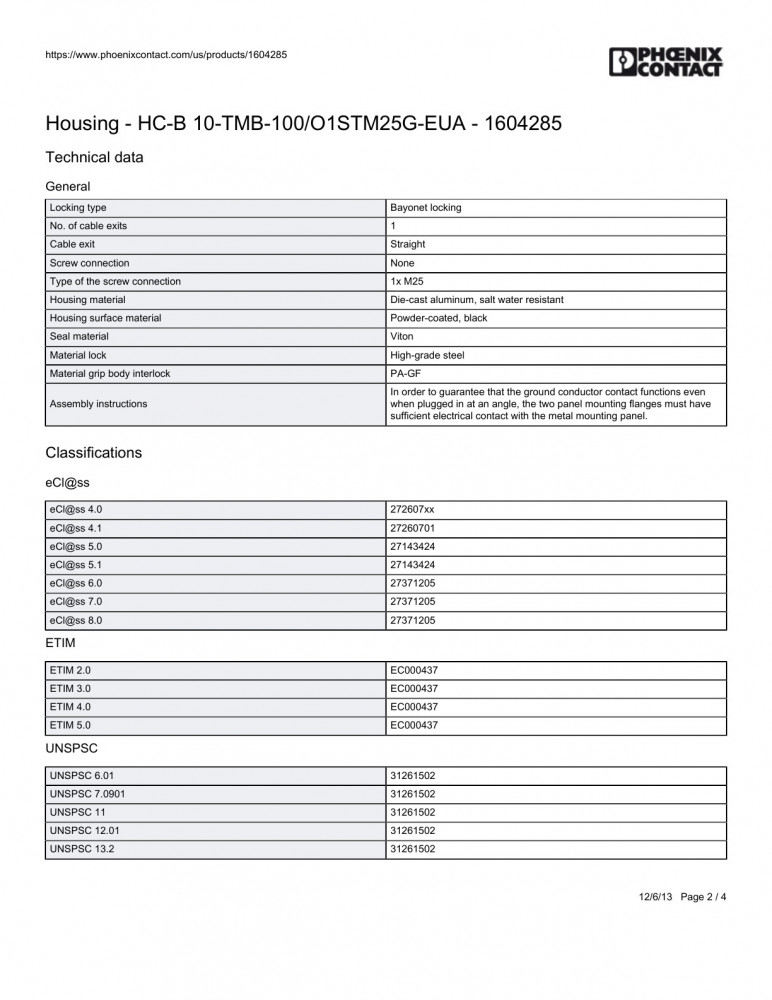 Phoenix Contact 1604285 technical document page 2