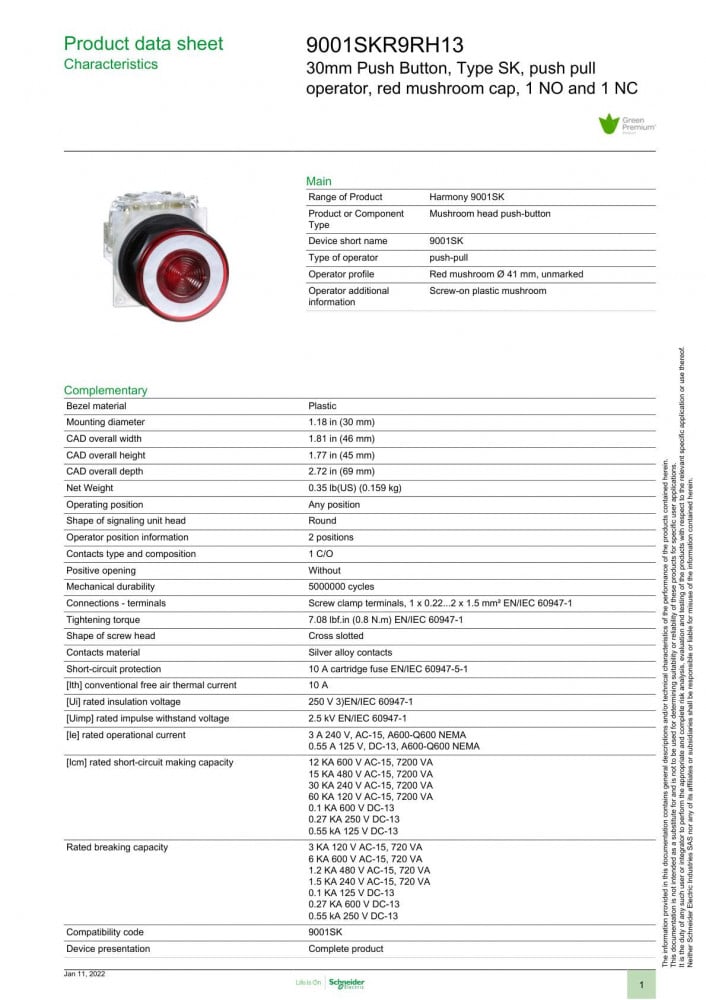 9001SKR9RH13 technical document page 1