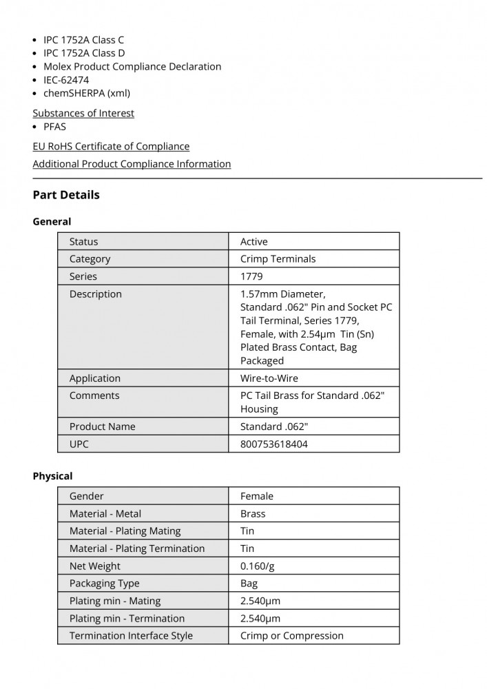 Molex packaging drawing page 2