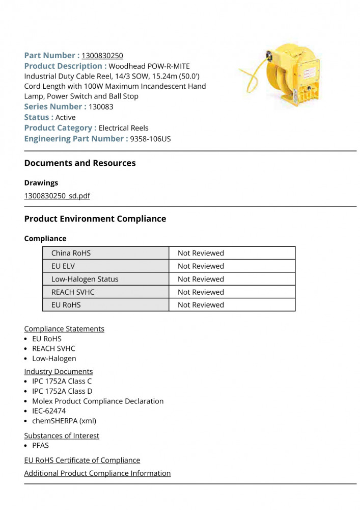 MOLEX 130083-0250 product drawing page 1