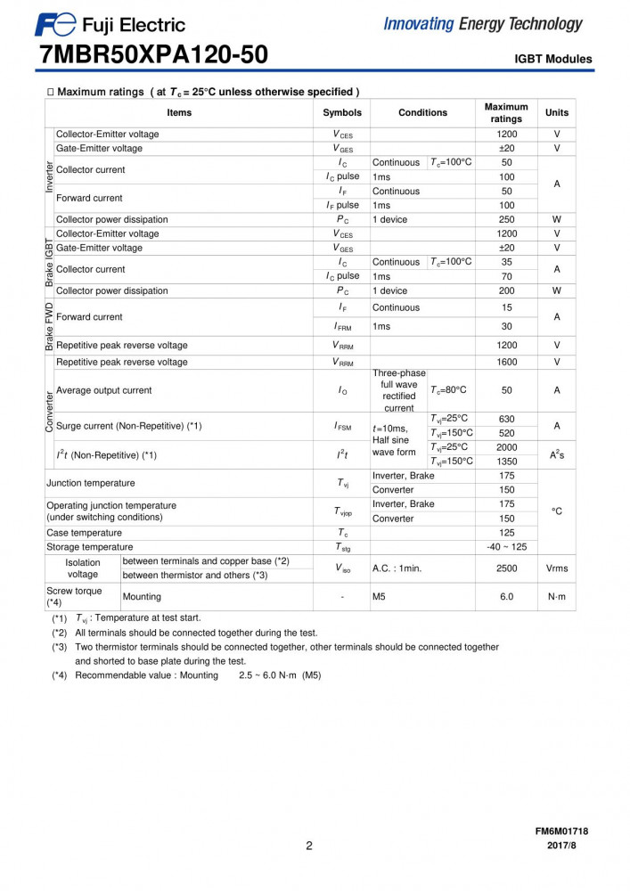 7MBR50XPA120-50 datasheet page 2