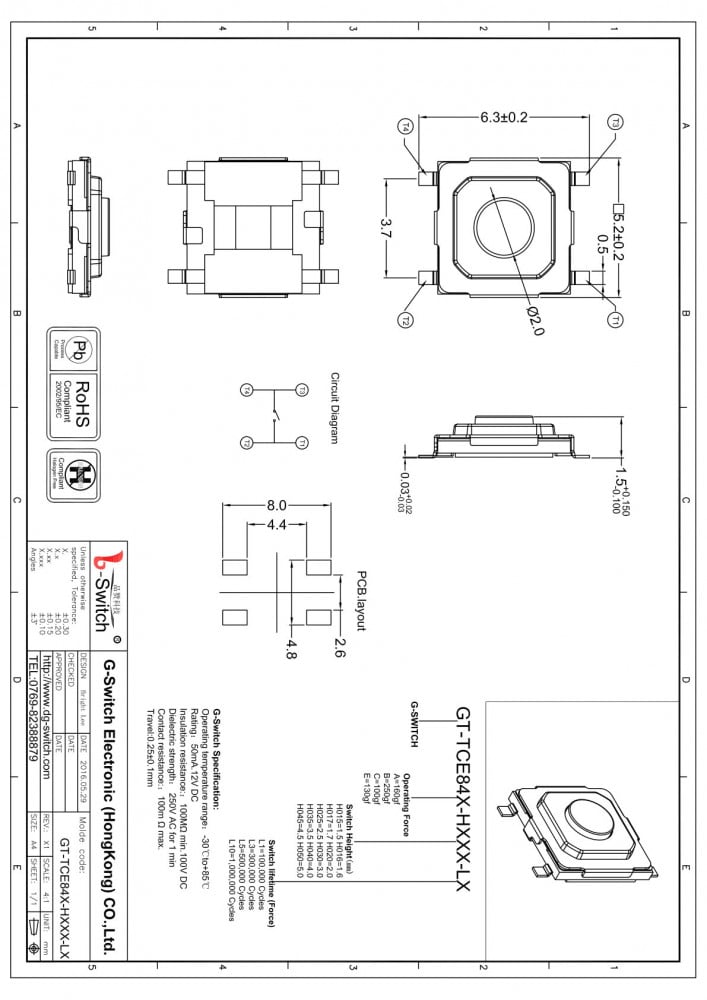 GT-TCE84A-H015-L10 technical document preview