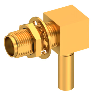 SMA / RIGHT ANGLE JACK FEMALE CRIMP TYPE FOR 2.6/50 D CABLE GOLD