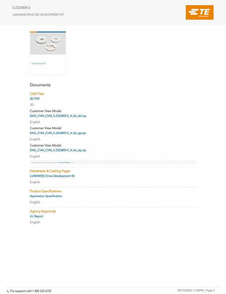 TE Connectivity product document page 2
