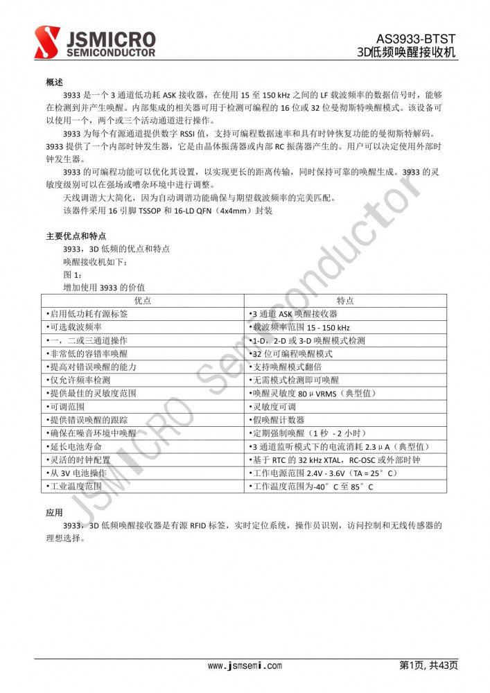 AS3933 datasheet page 1