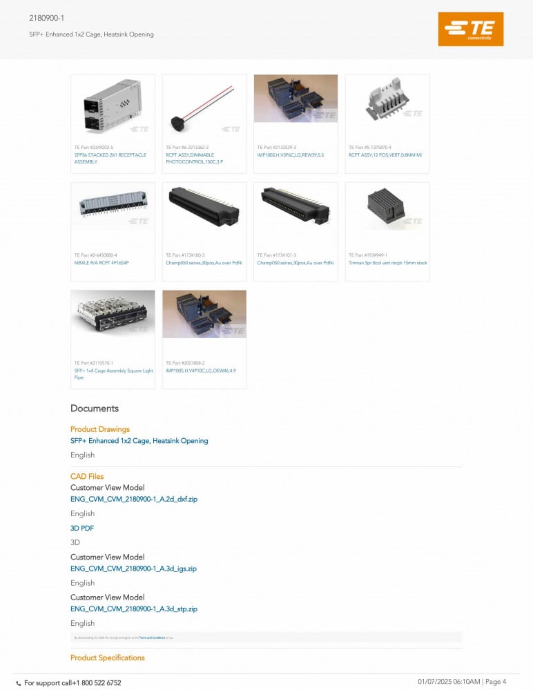 TE Connectivity 2180900-1 technical document page 4