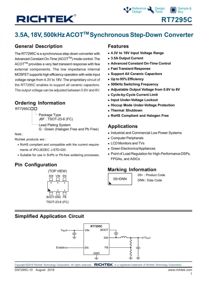 RT7295C datasheet page 1