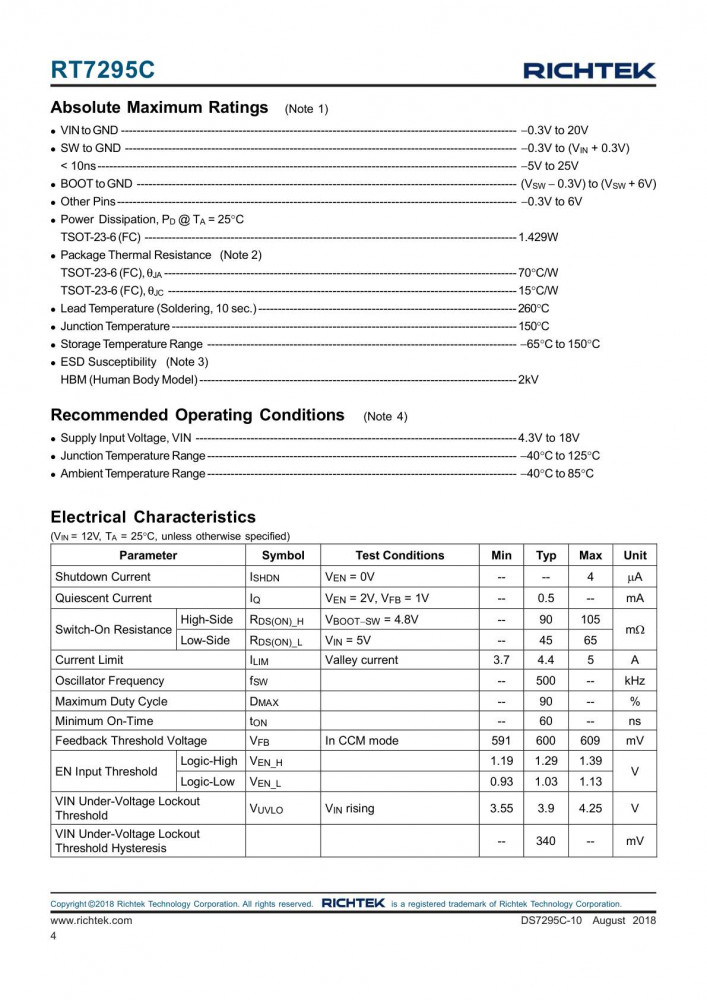 RT7295C datasheet page 4