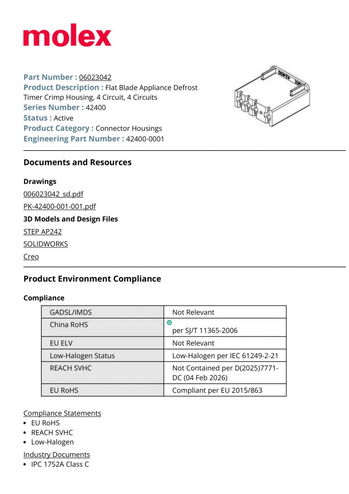 MOLEX drawing visual, page 1