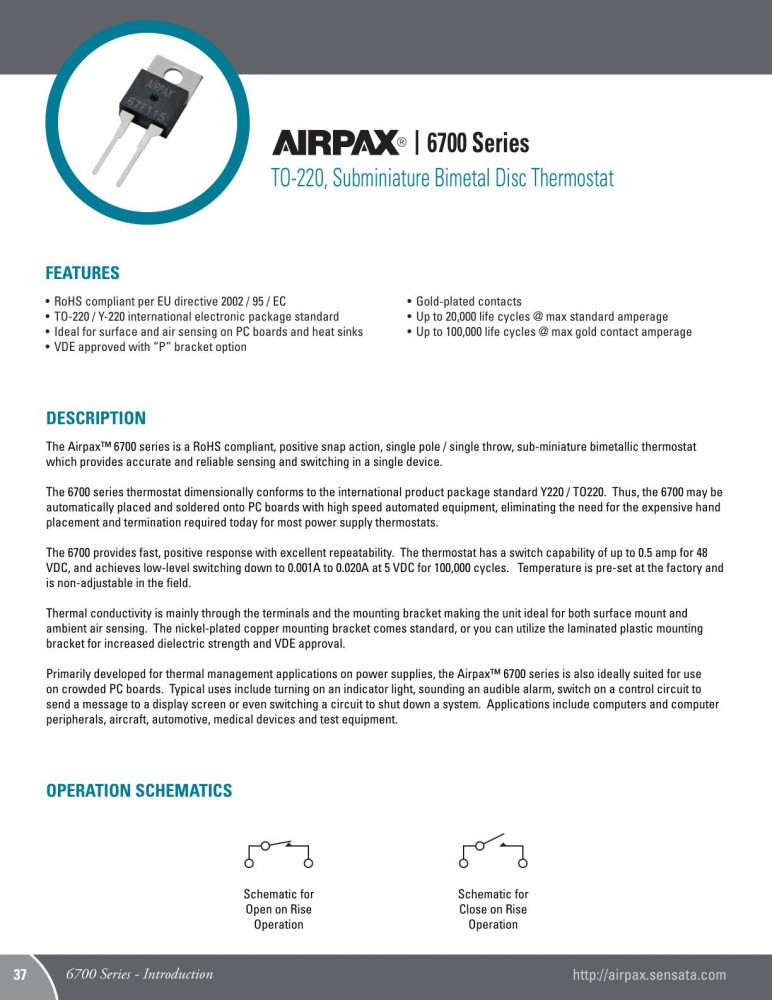 Sensata 67L060P datasheet page 1