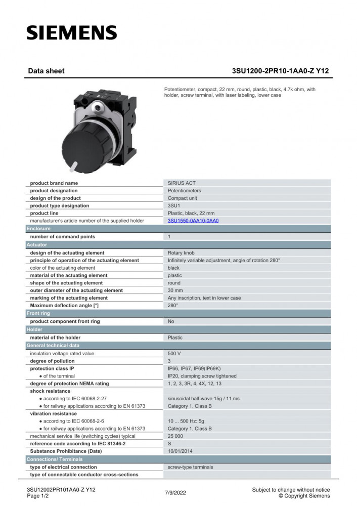 SIEMENS A6X30143845 datasheet page 1