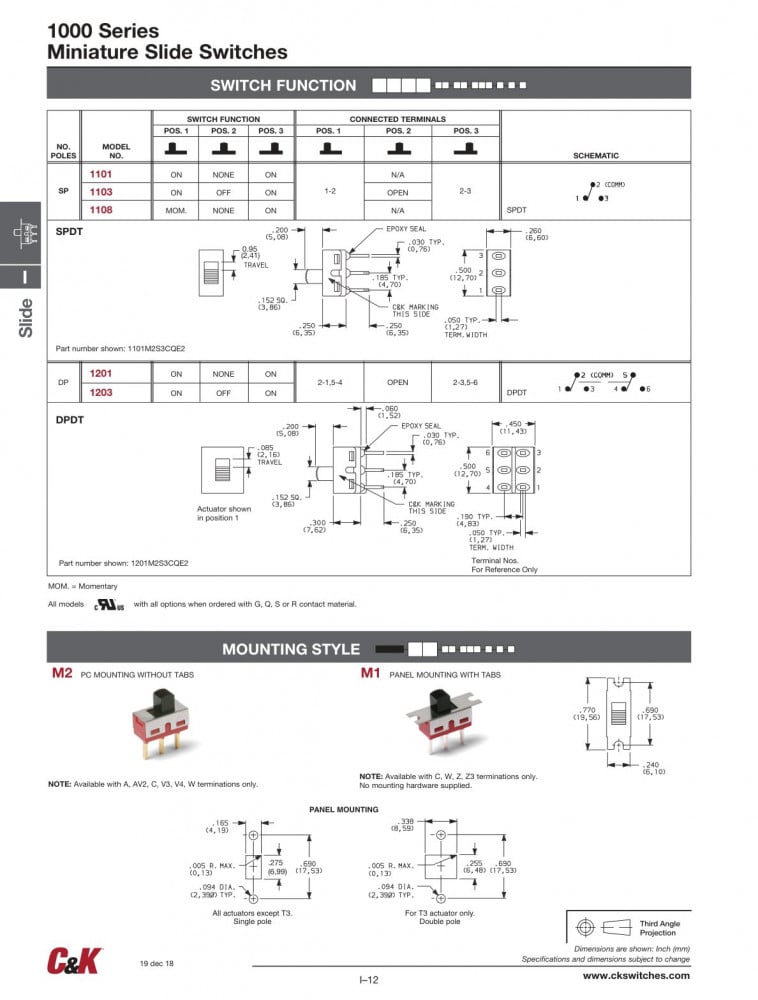 C&K 1000 Series document page 2